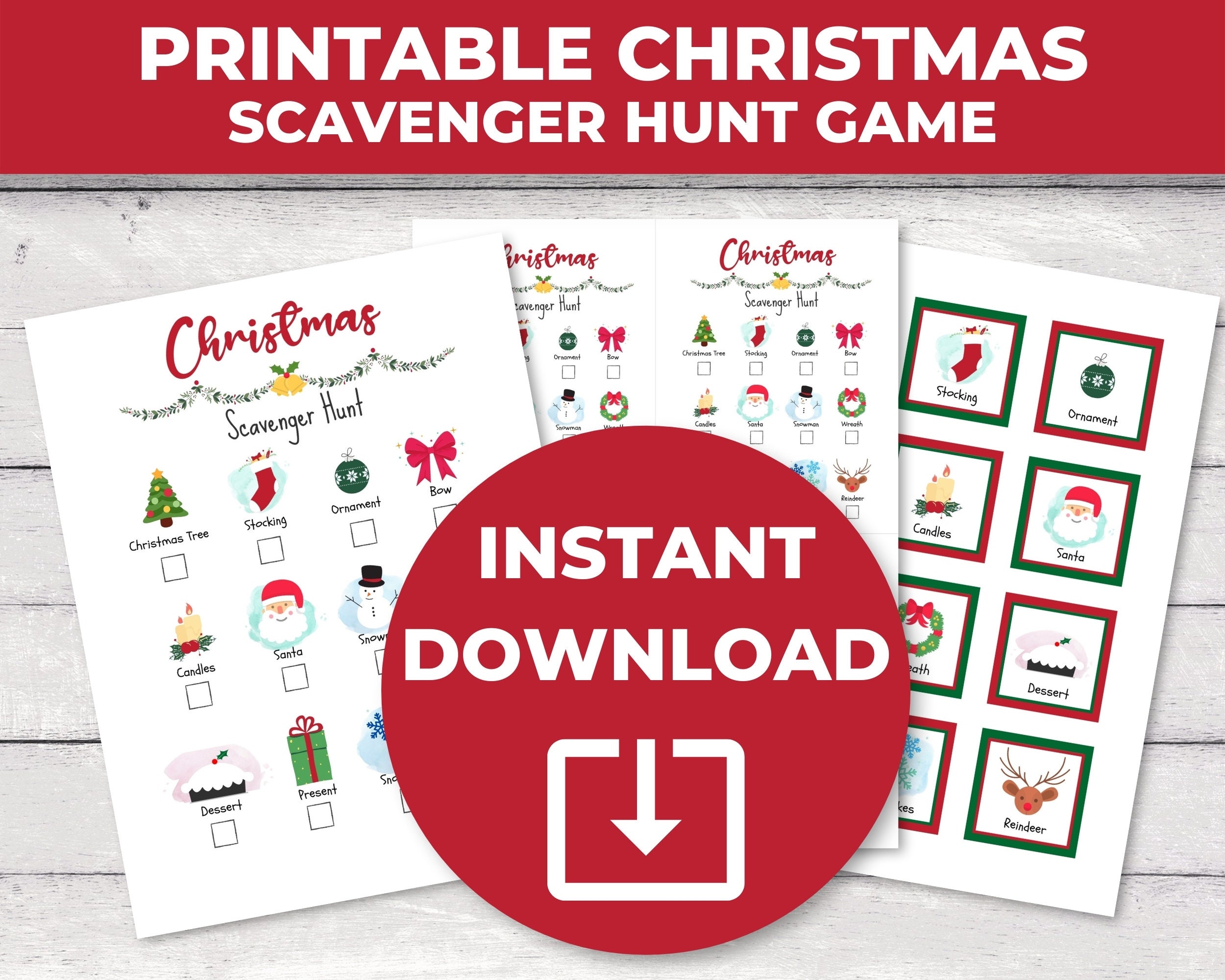 Printable Christmas Scavenger Hunt and Matching Game for Kids ...