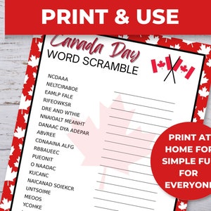 Canada Day Word Scramble, Canada Day Games, July 1st Games, Kids Summer ...