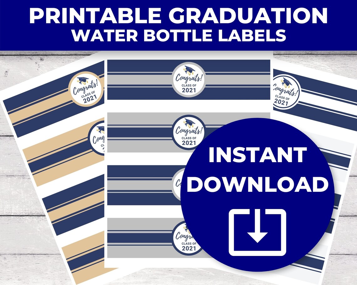 Printable Graduation Water Bottle Labels Congrats Class of | Etsy