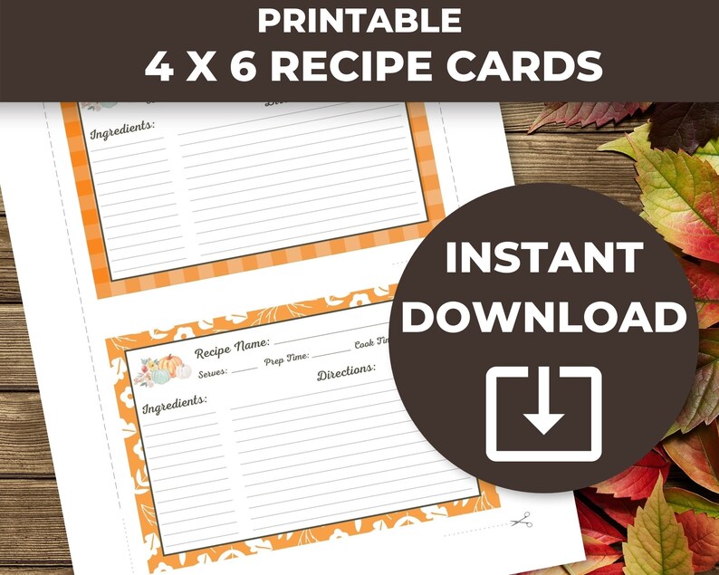 4x6 Recipe Card Recipe Card Printable Holiday Recipe - Etsy