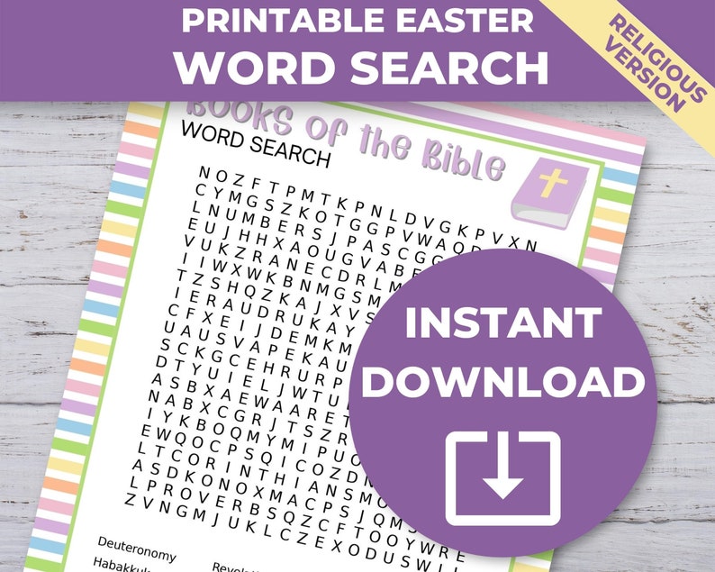 Books of the Bible Word Search Game, Printable Christian Game for Kids ...