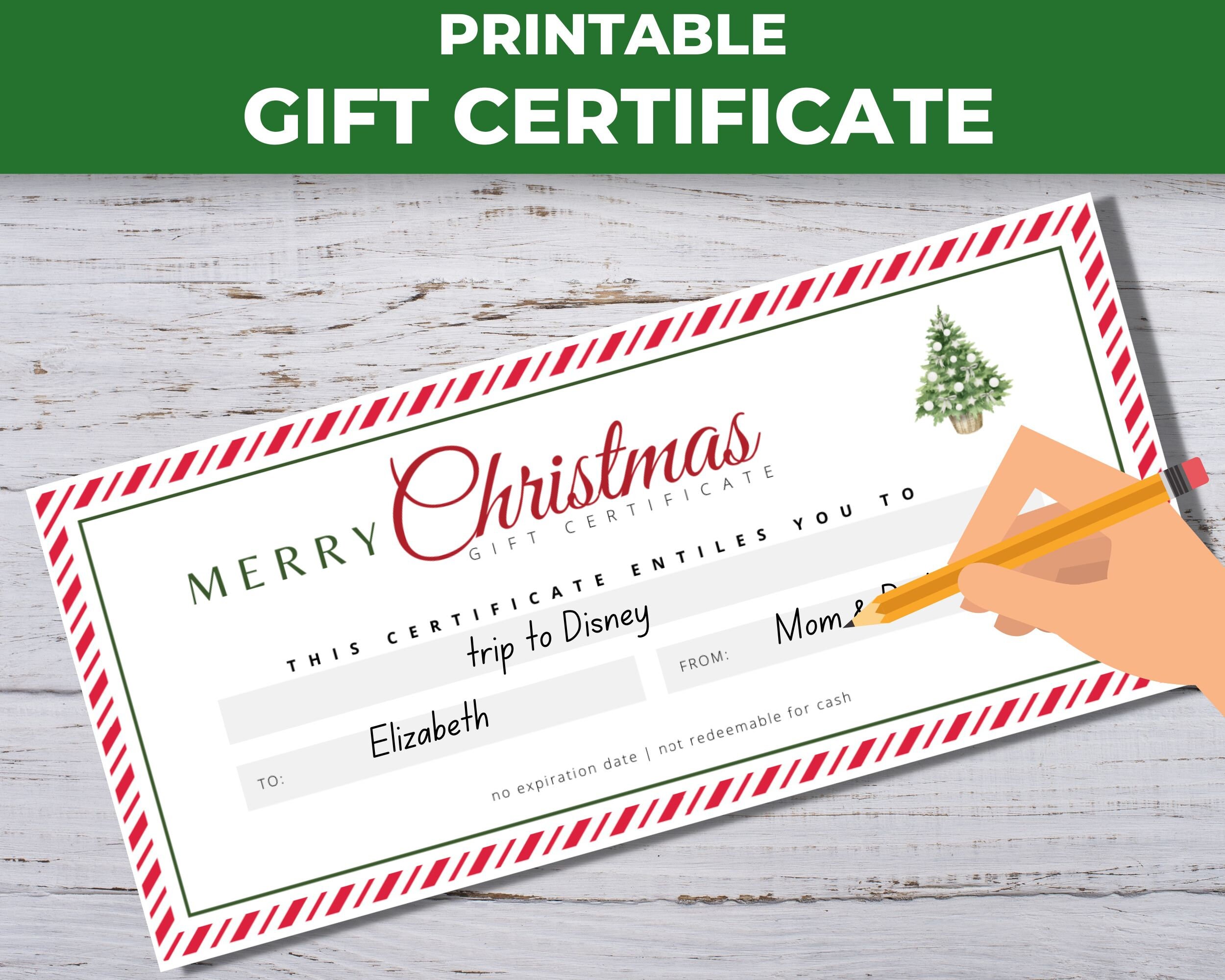 Printable Christmas Gift Certificate, Instant Download Christmas Tree ...