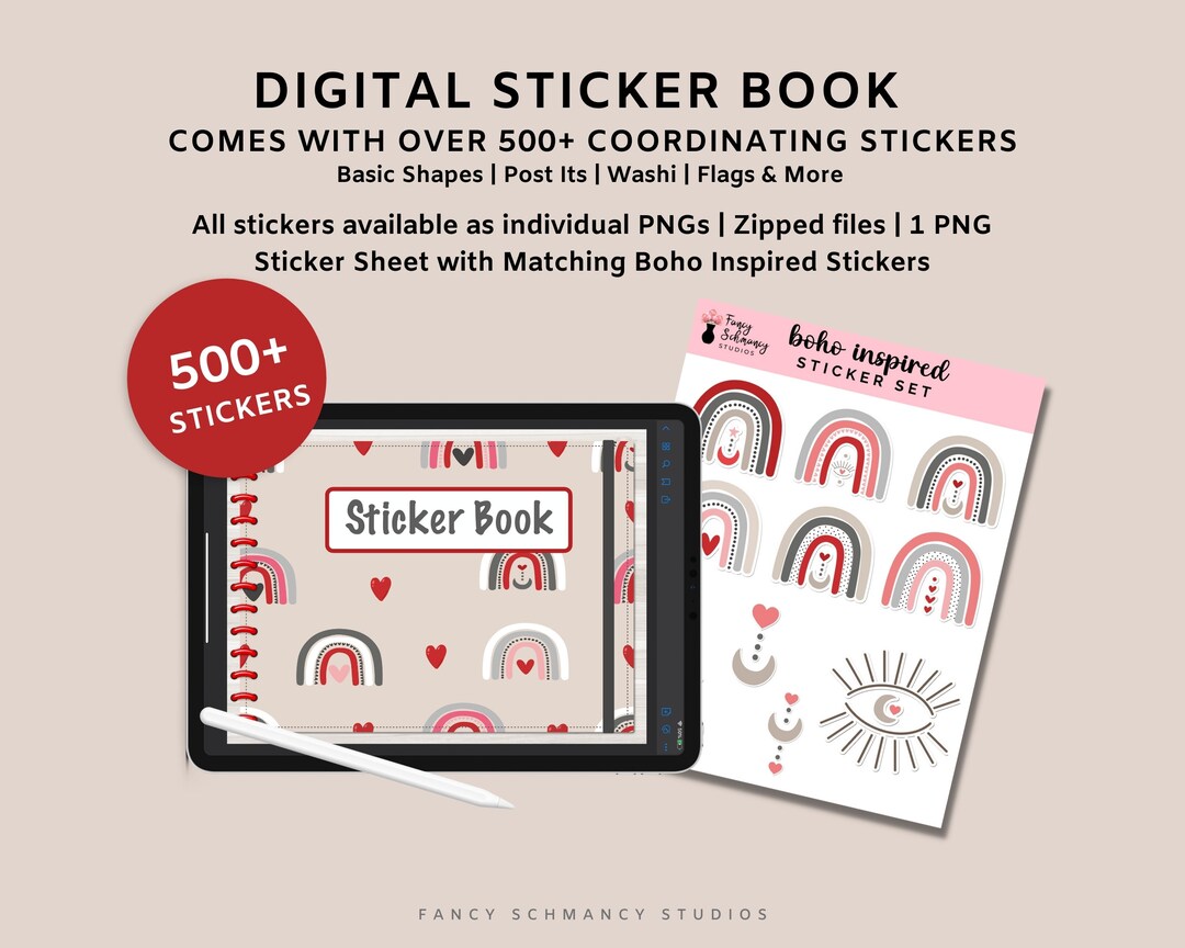 Boho Stickers PNG, Digital Planner Stickers, Cute Digital Stickers ...