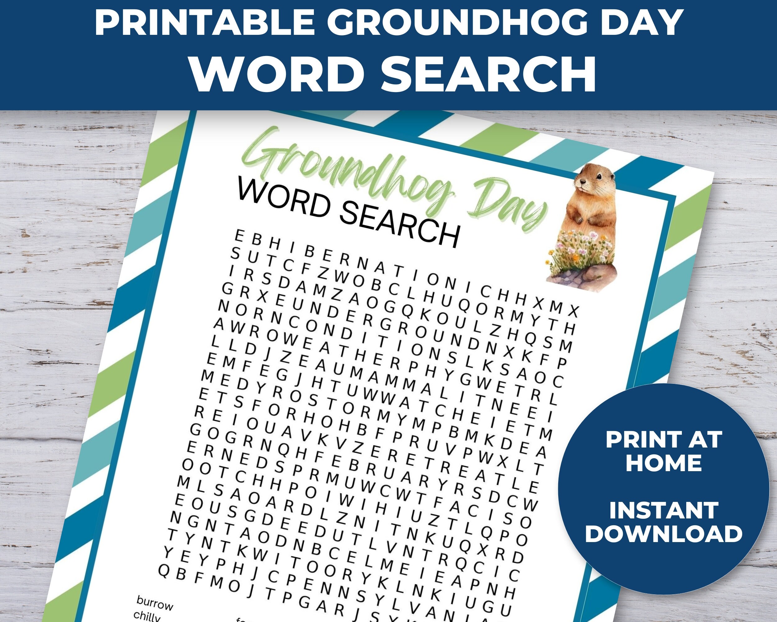 Groundhog Day Printable, Word Search Printable, Groundhog Day Worksheet ...
