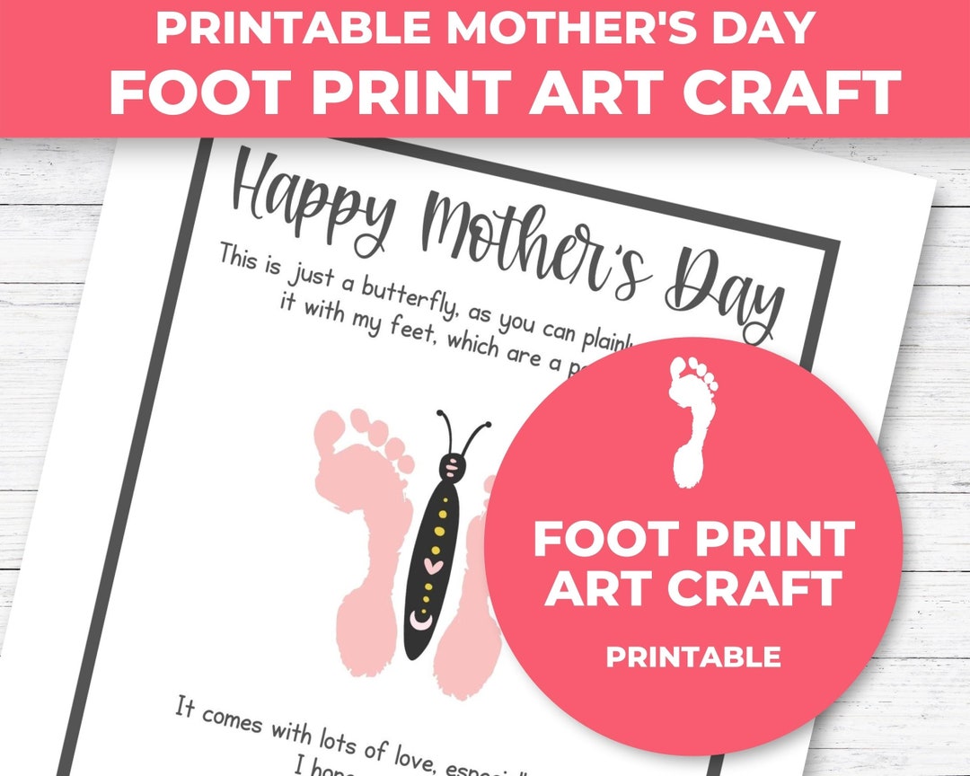 Mothers Day Butterfly Footprint Craft, Printable Footprint Keepsake ...