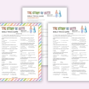 Ruth and Naomi Bible Story Activity, Bible Trivia Game for Kids ...