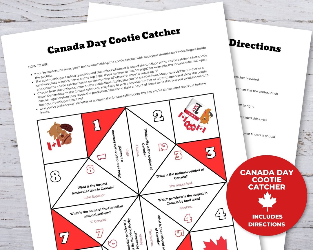 Cootie Catcher, Canada Day Games, Canada Day Printable, Kids Summer ...