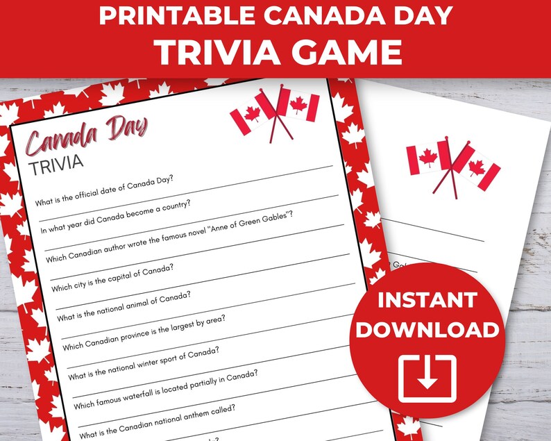 Canada Day Trivia, Printable Canada Day Games, July 1st Games, Kids ...