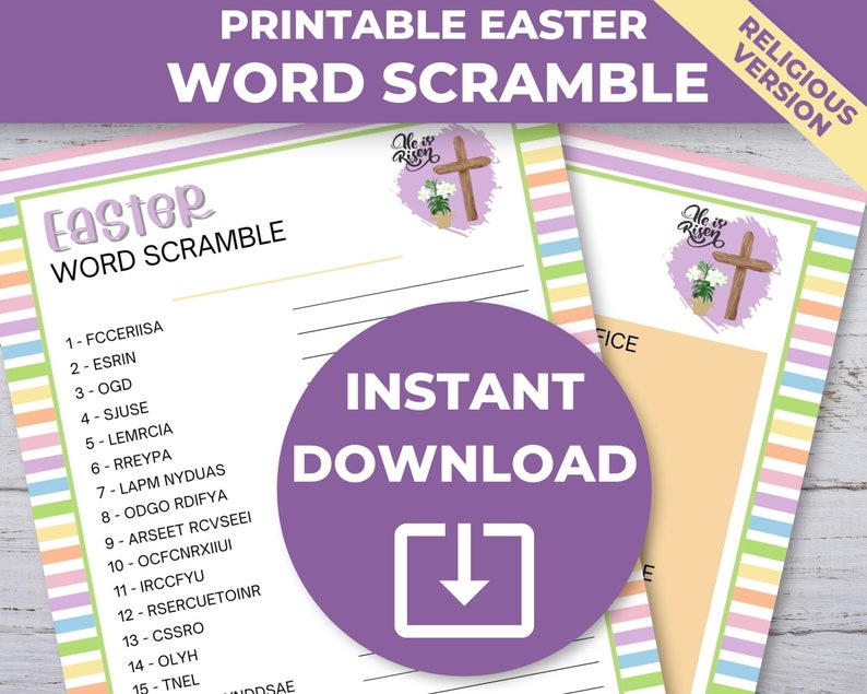 Easter Word Scramble, Printable Christian Game for Kids, Sunday School ...