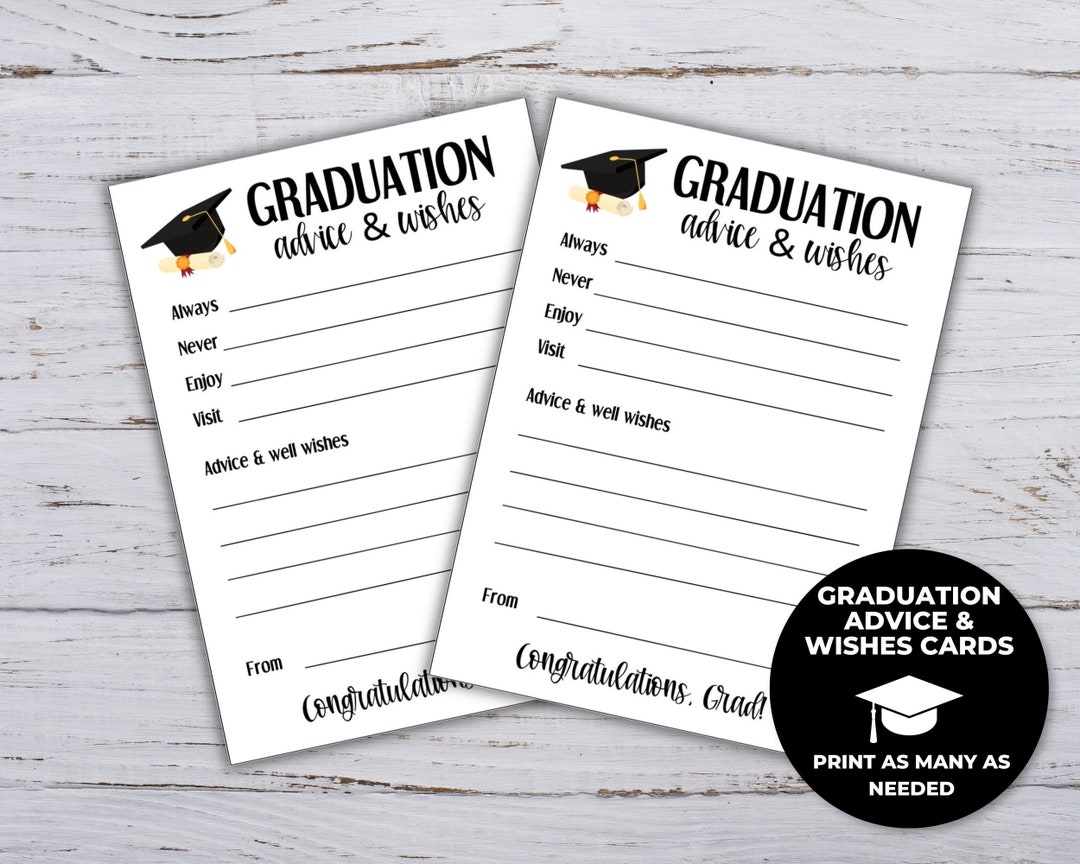 Graduation Advice and Wishes Card, Printable Advice Cards Graduation ...
