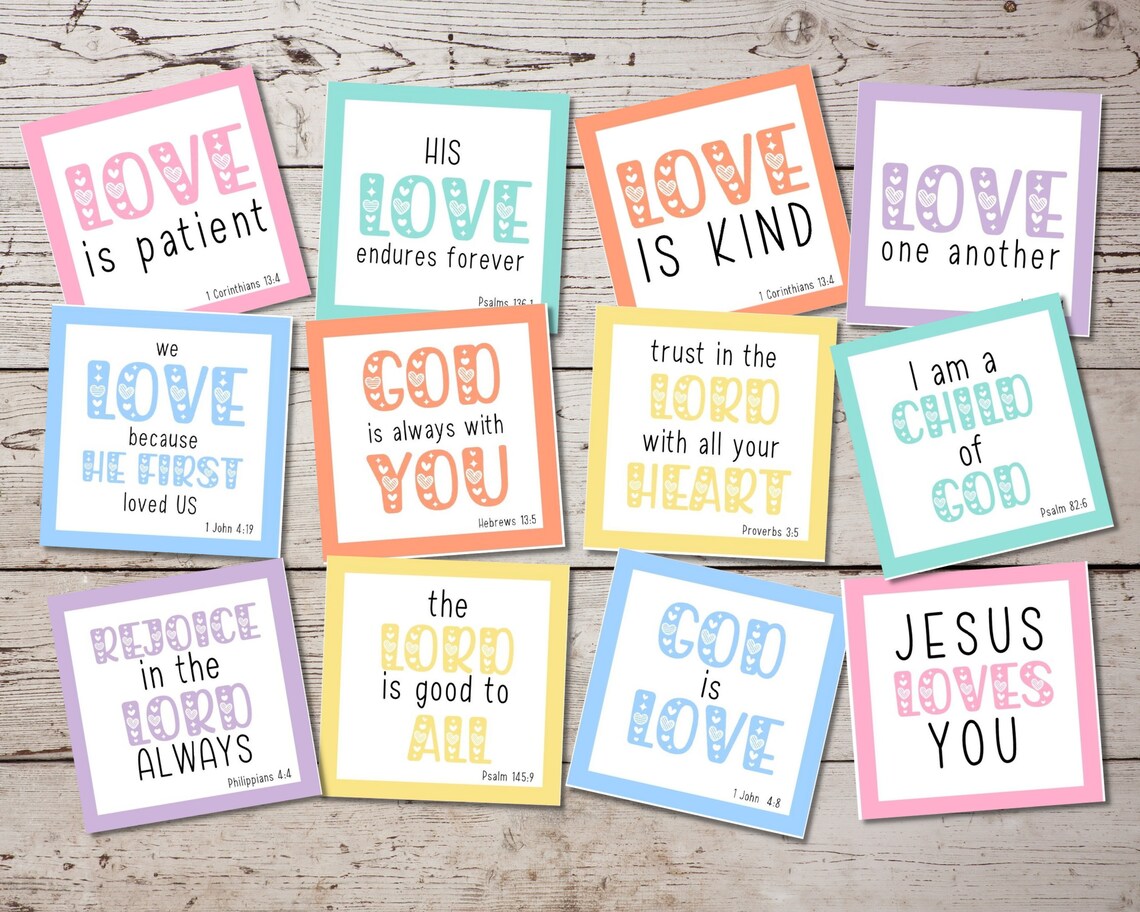 Lunch Box Notes, Printable Christian Lunch Box Notes, Bible Verse Cards ...