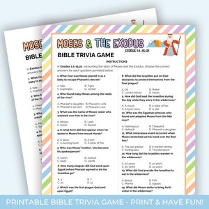 Bible Trivia for Kids, Printable Trivia Game, Moses & the Exodus Bible ...