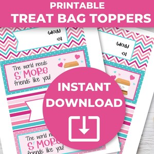 Printable Valentine Treat Bag Toppers - Etsy