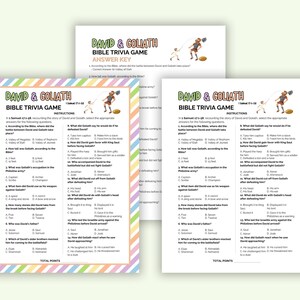 David and Goliath Bible Trivia for Kids, Printable Trivia Game, Bible ...