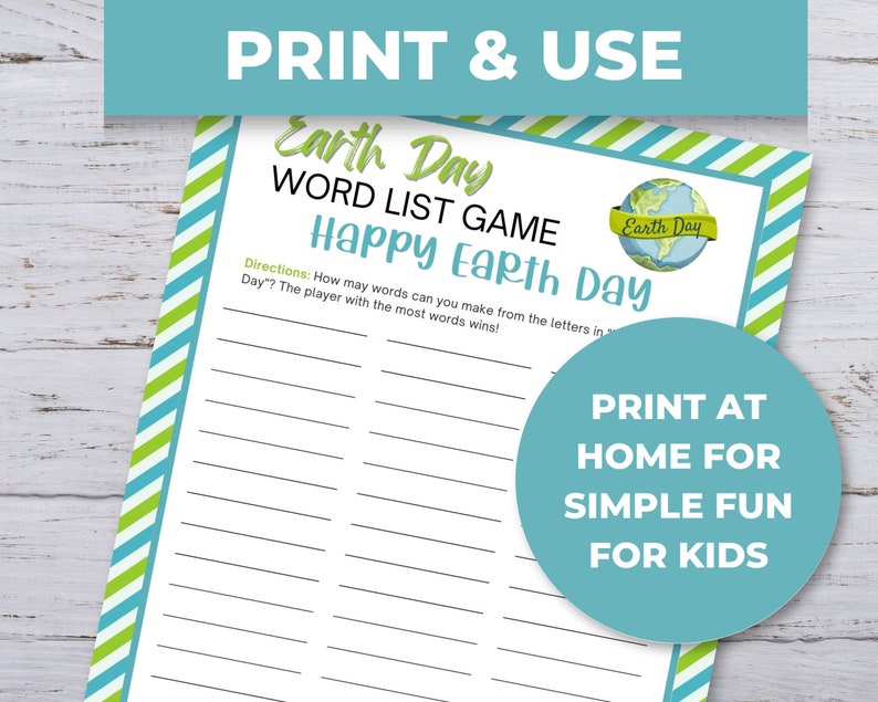 Earth Day Word List Game, Printable Earth Day Game for Kids, Classroom ...