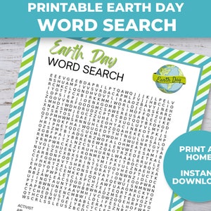 Earth Day Word Search Game, Earth Day Game Kids, Earth Day Activity ...