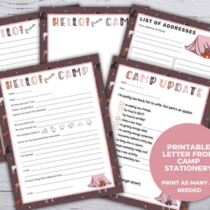 Printable Letter From Camp, Camp Letter Stationery, Fill in the Blank ...