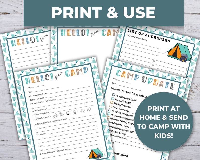 Camp Stationery Printable, Letter From Camp, Camp Letter Printable ...