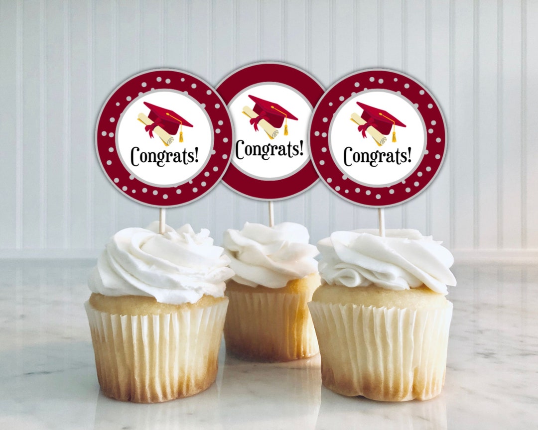 Graduation Cupcake Toppers Printable, Congrats Grad Cupcake Toppers ...