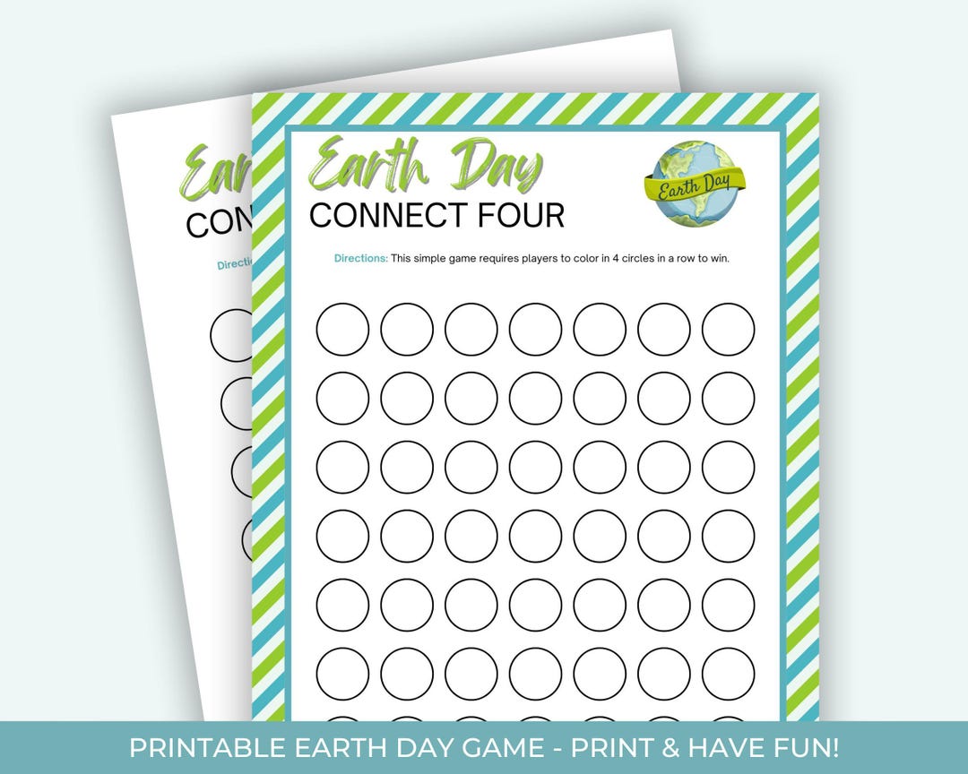 Earth Day Four in A Row Printable Earth Day Game for Kids, Classroom ...