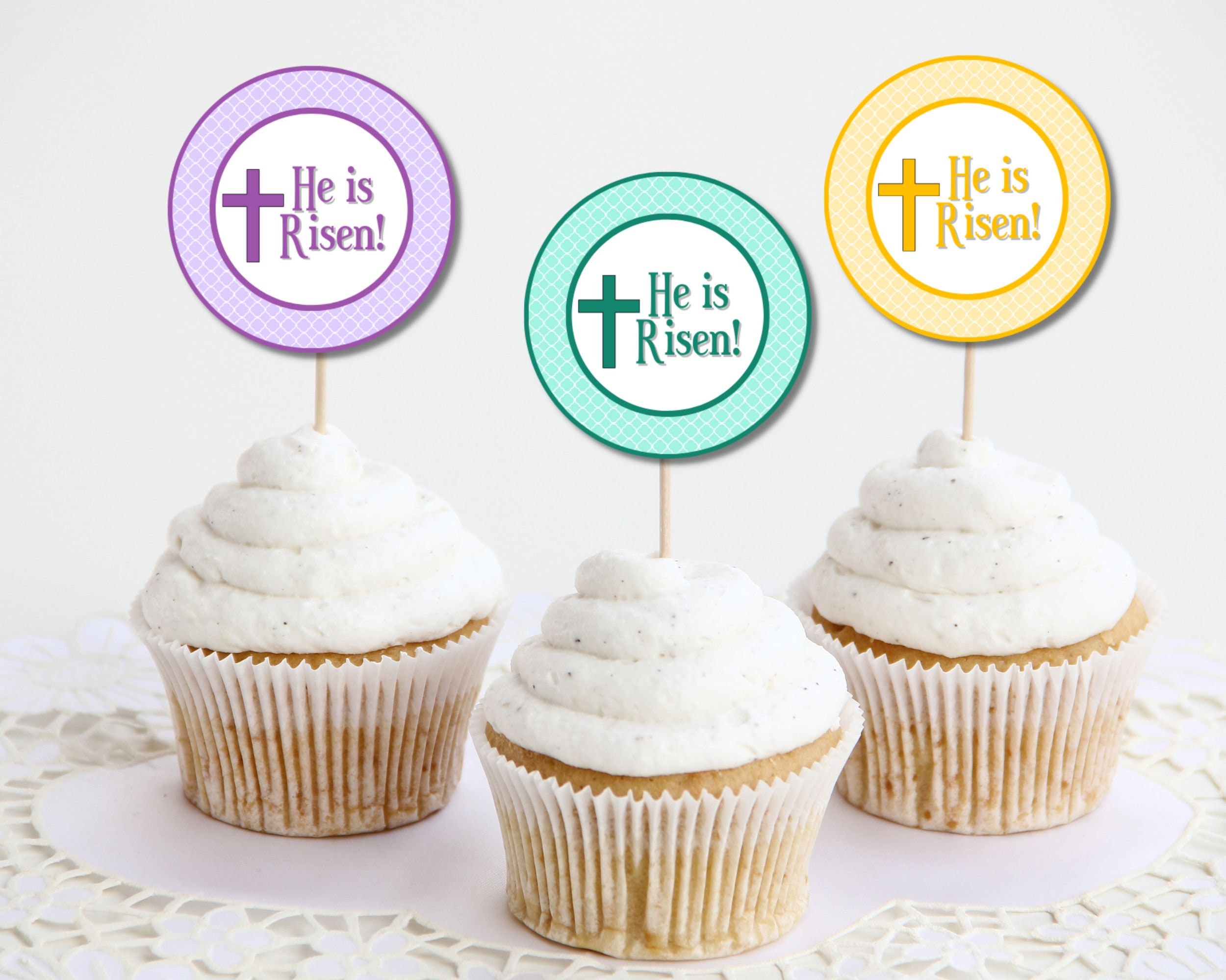 He is Risen Cupcake Toppers, Printable Cupcake Toppers, Easter ...