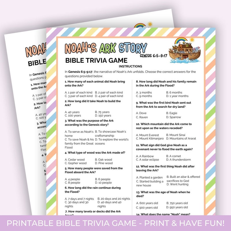 Noahs Ark Activity Sheet - Etsy