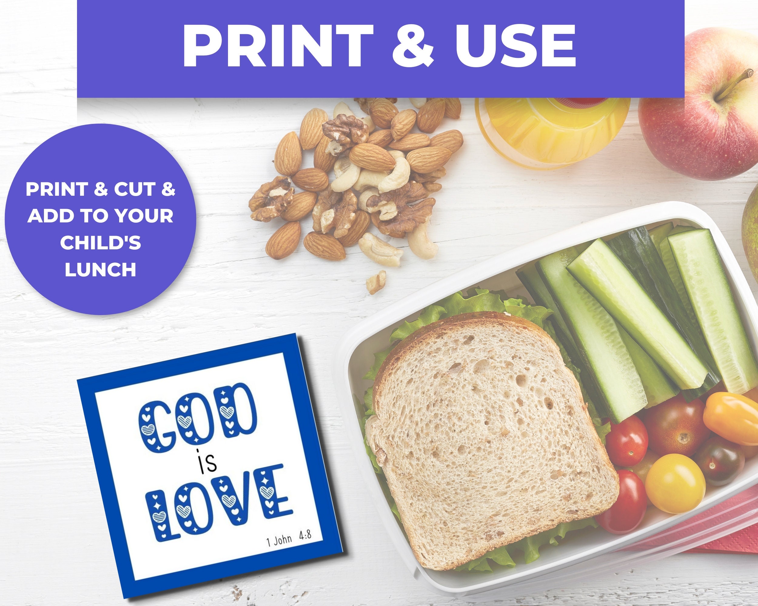 Lunch Box Notes for Kids, Printable Christian Lunch Box Notes, Bible ...