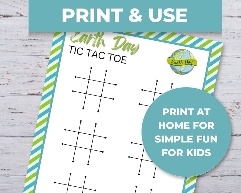 Earth Day Tic Tac Toe Game Printable Earth Day Game for Kids - Etsy