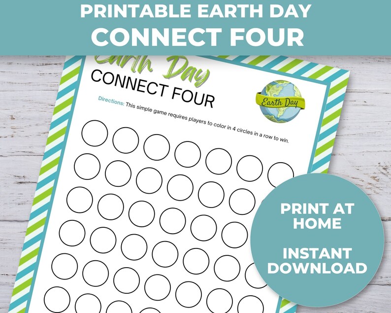 Earth Day Connect 4 Game, Printable Earth Day Game for Kids, Classroom ...