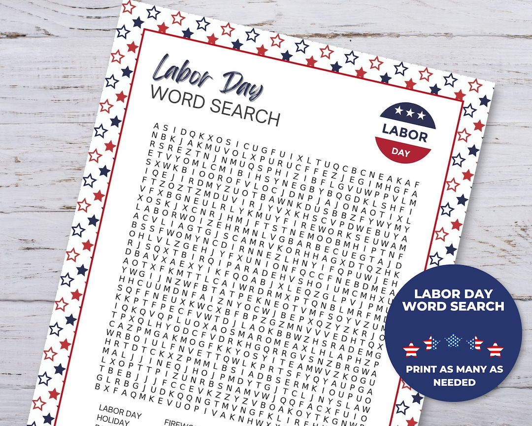 Labor Day Word Search Puzzle, Printable Labor Day Party Games, Labor ...