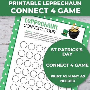 St. Patrick's Day Connect 4 Game, Printable St. Patrick's Day Game for ...