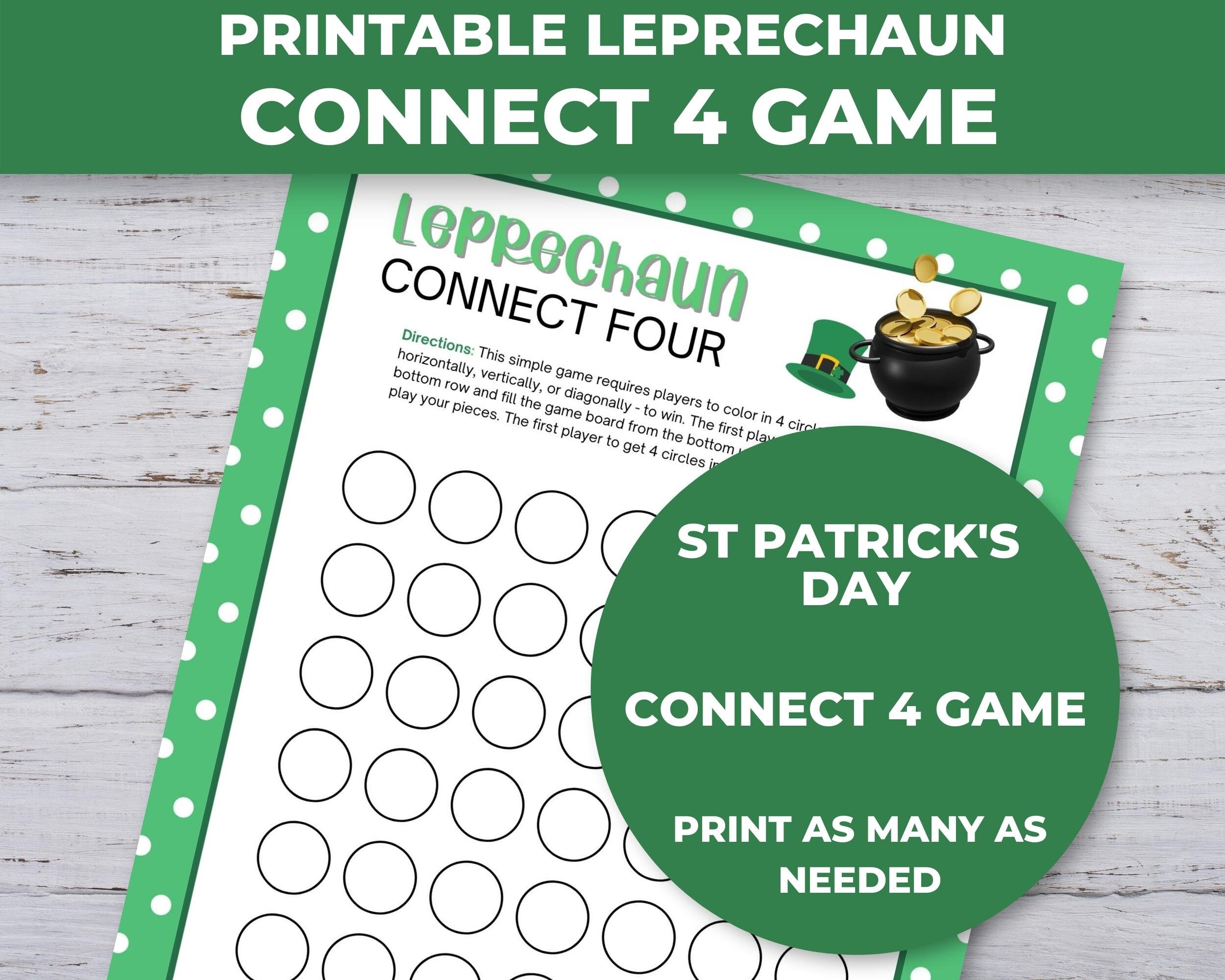 St. Patrick's Day Connect 4 Game, Printable St. Patrick's Day Game for ...