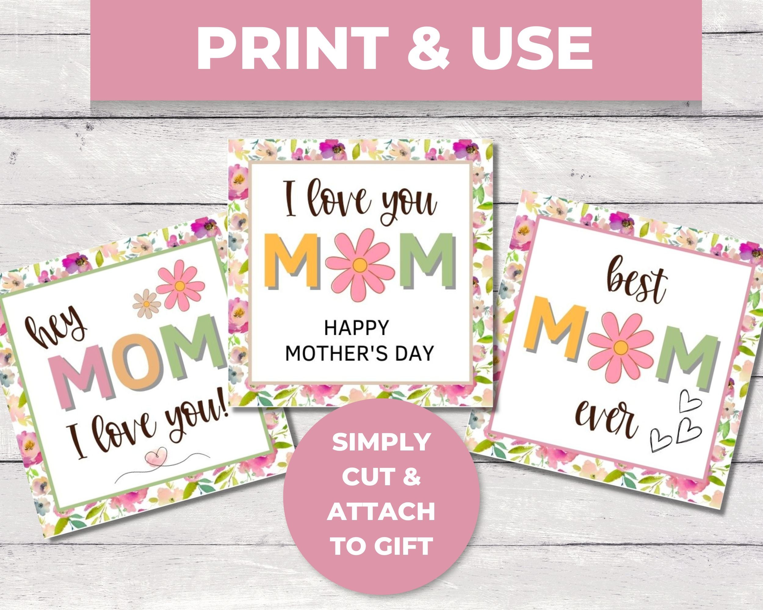 Mothers Day Gift Tags Printable, Gift Tags for Mom, Best Mom Ever Tag ...
