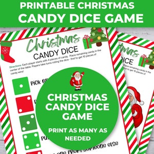 Printable Christmas Candy Dice Game, Christmas Activities for Kids and ...