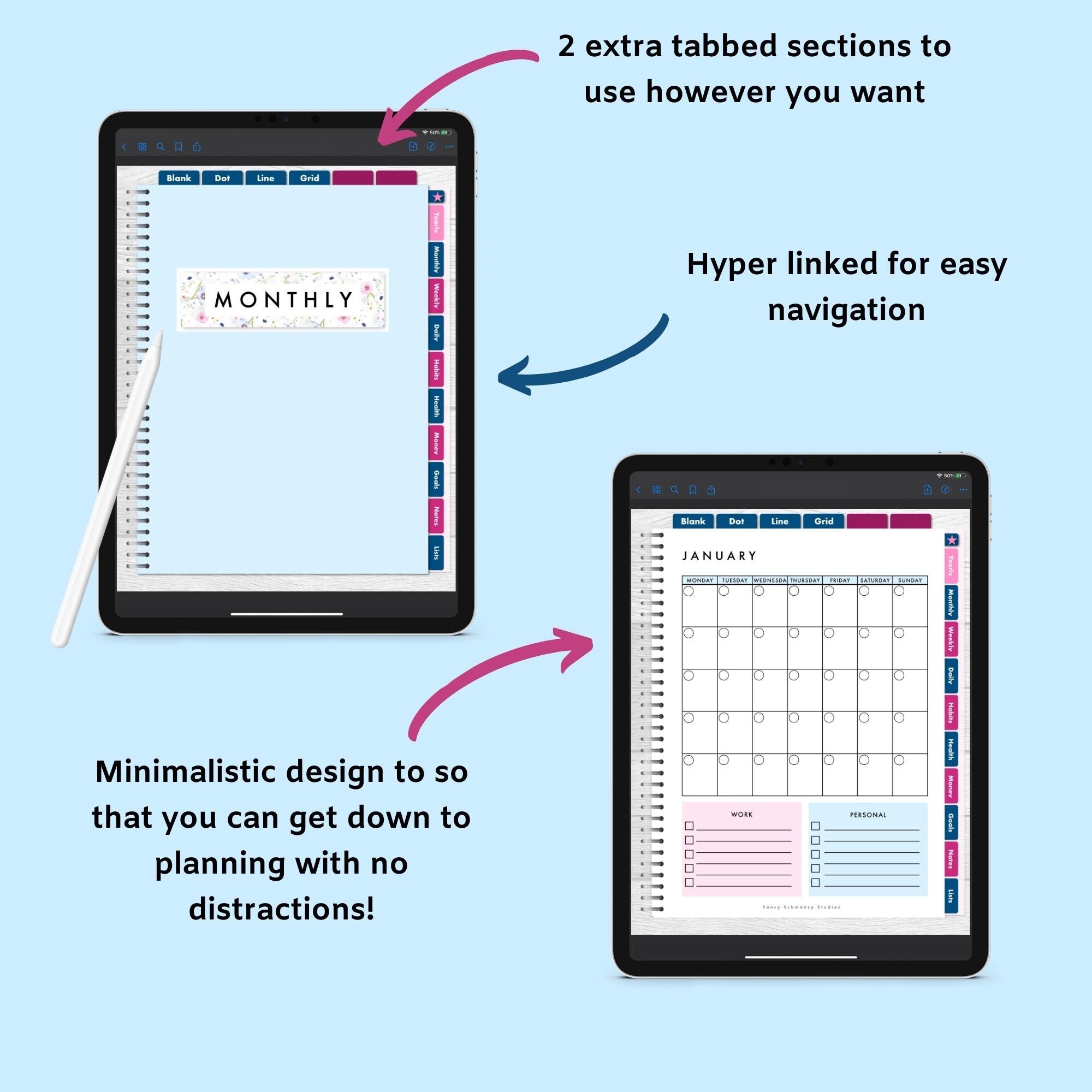 Floral Digital Planner Goodnotes Undated Daily Planner, iPad Planner ...