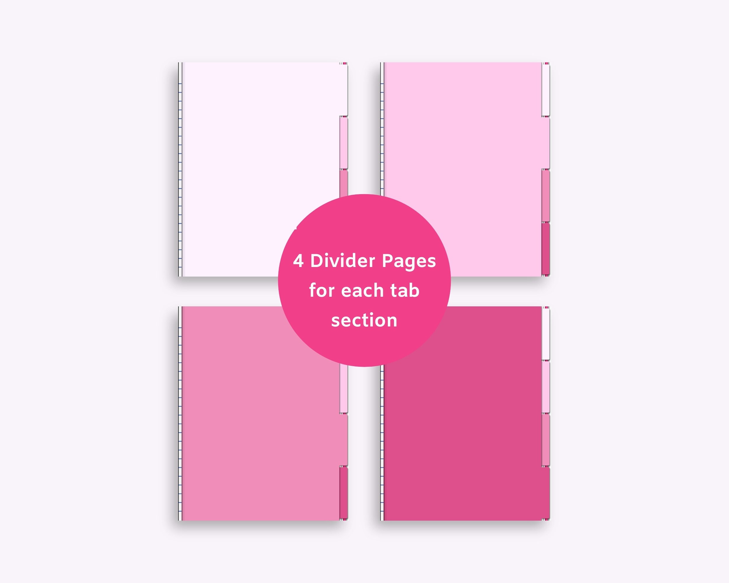 Cute Pink Notebook, Digital Composition Notebook, Notebook With Tabs ...