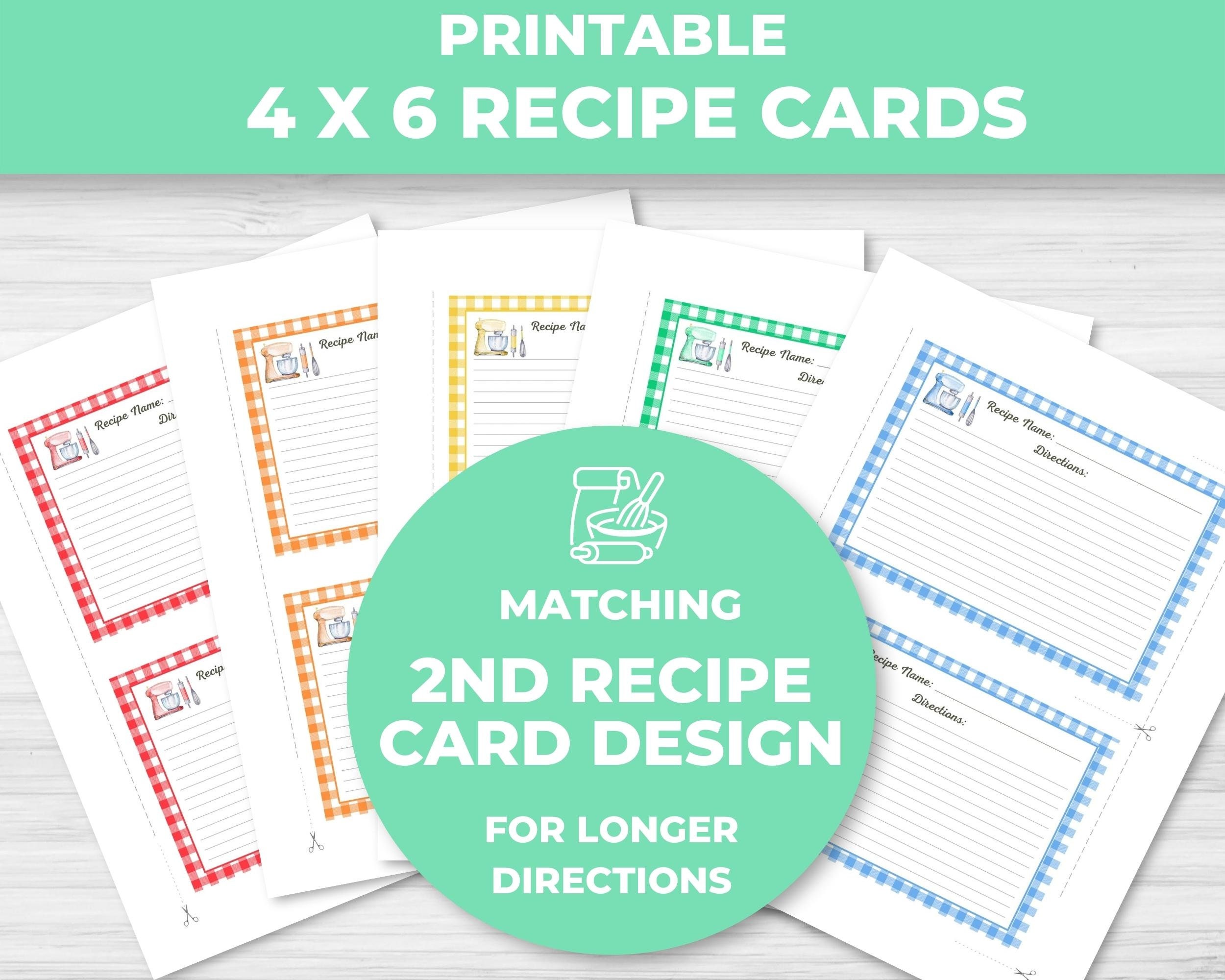 Printable Recipe Cards 4x6 Recipe Card Template Gift for - Etsy