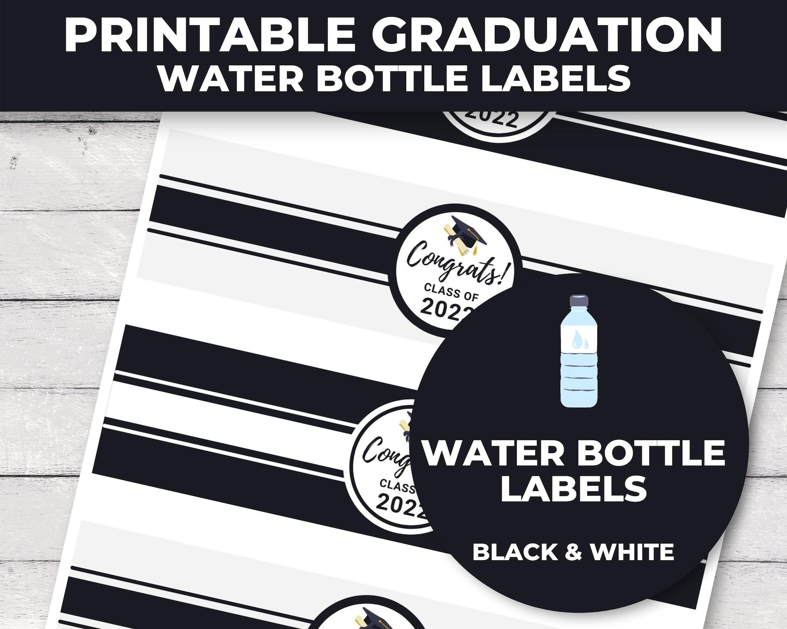 Printable Graduation Water Bottle Labels - Congrats! Class of 2022 ...