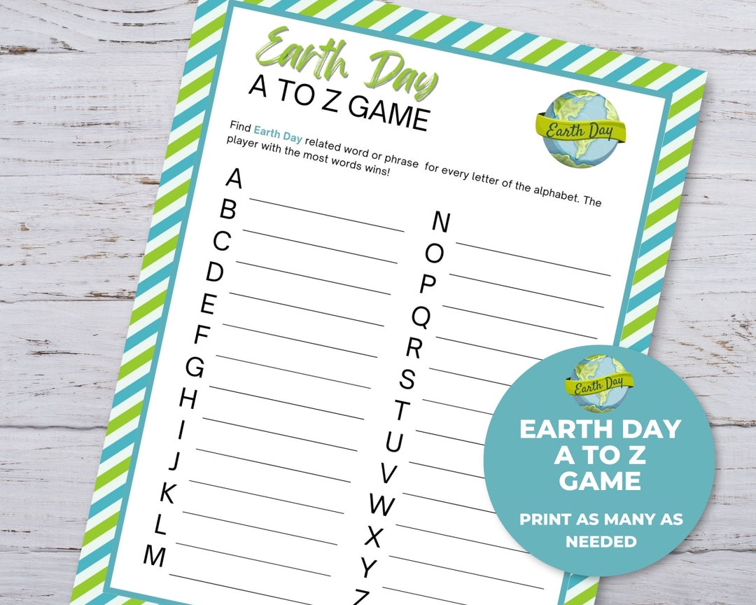 Earth Day A to Z Game, Printable Earth Day Games for Kids, Classroom ...