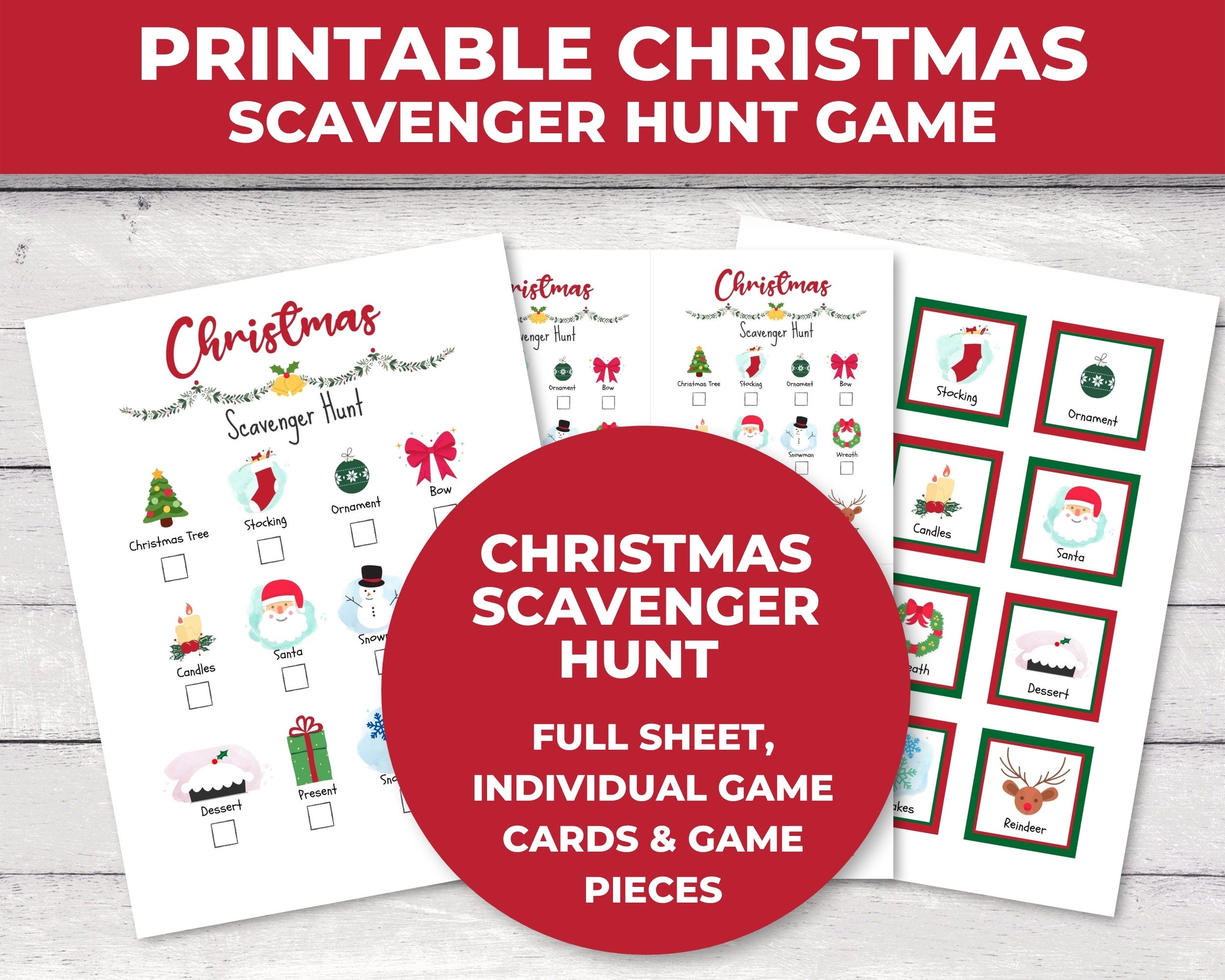 Printable Christmas Scavenger Hunt and Matching Game for Kids ...