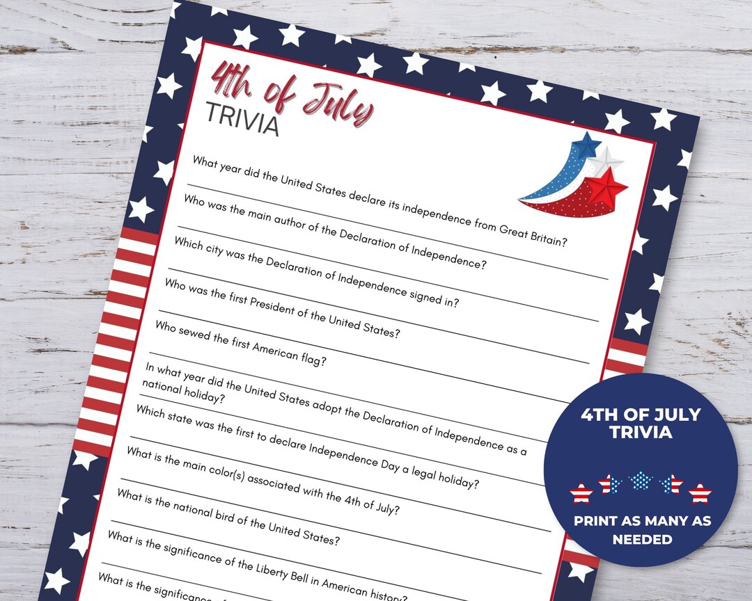 4th of July Trivia, Printable 4th of July Party Games, 4th of July ...