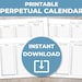Printable Perpetual Calendar, Undated Calendar Printable, Year at A ...