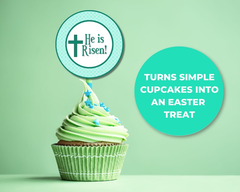 He is Risen Cupcake Toppers Printable Cupcake Toppers Easter - Etsy