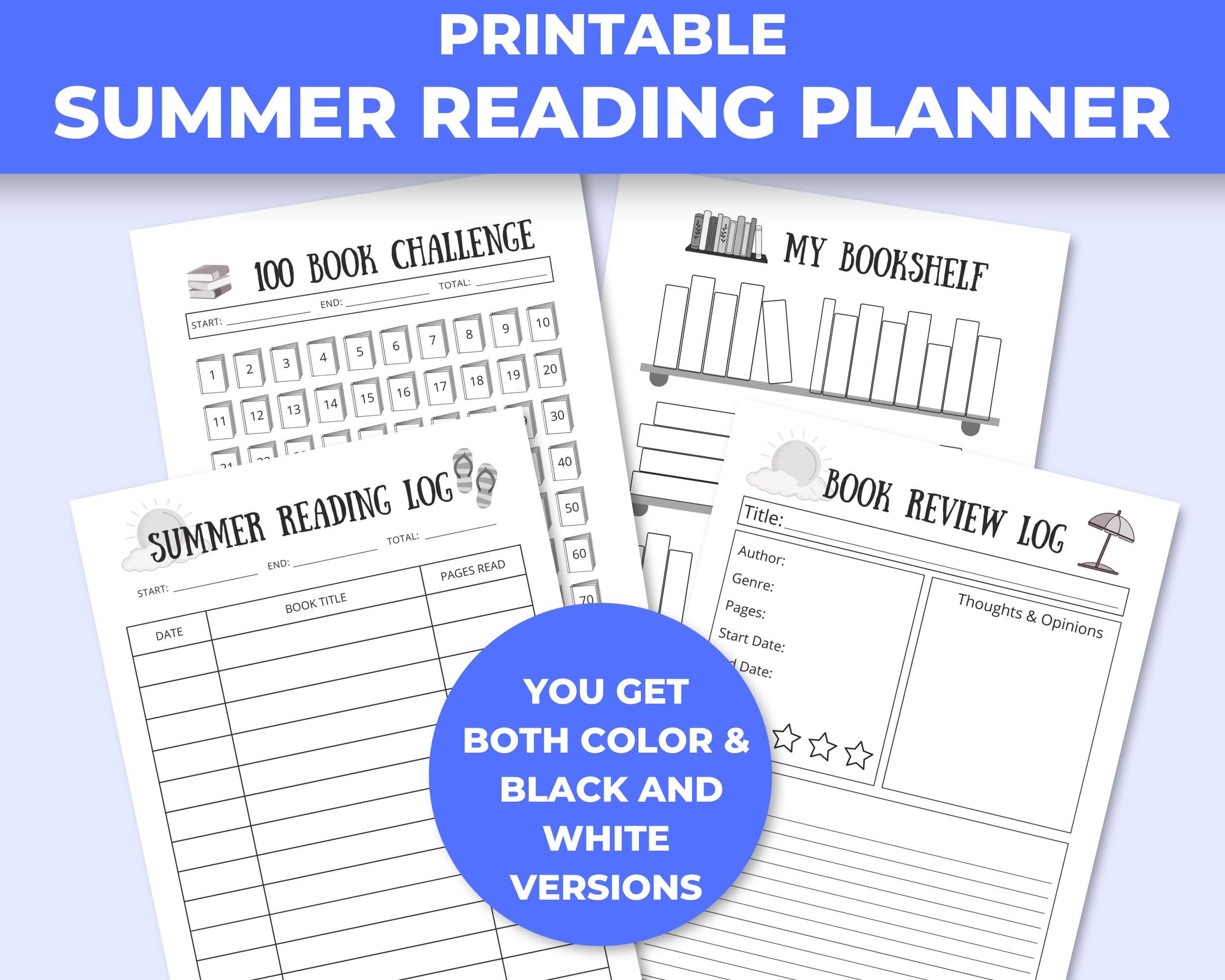 Summer Reading Challenge Printable, Summer Reading Log for Kids ...