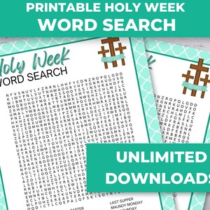 Holy Week Word Search, Easter Activity, Christian Easter, Holy Week for ...