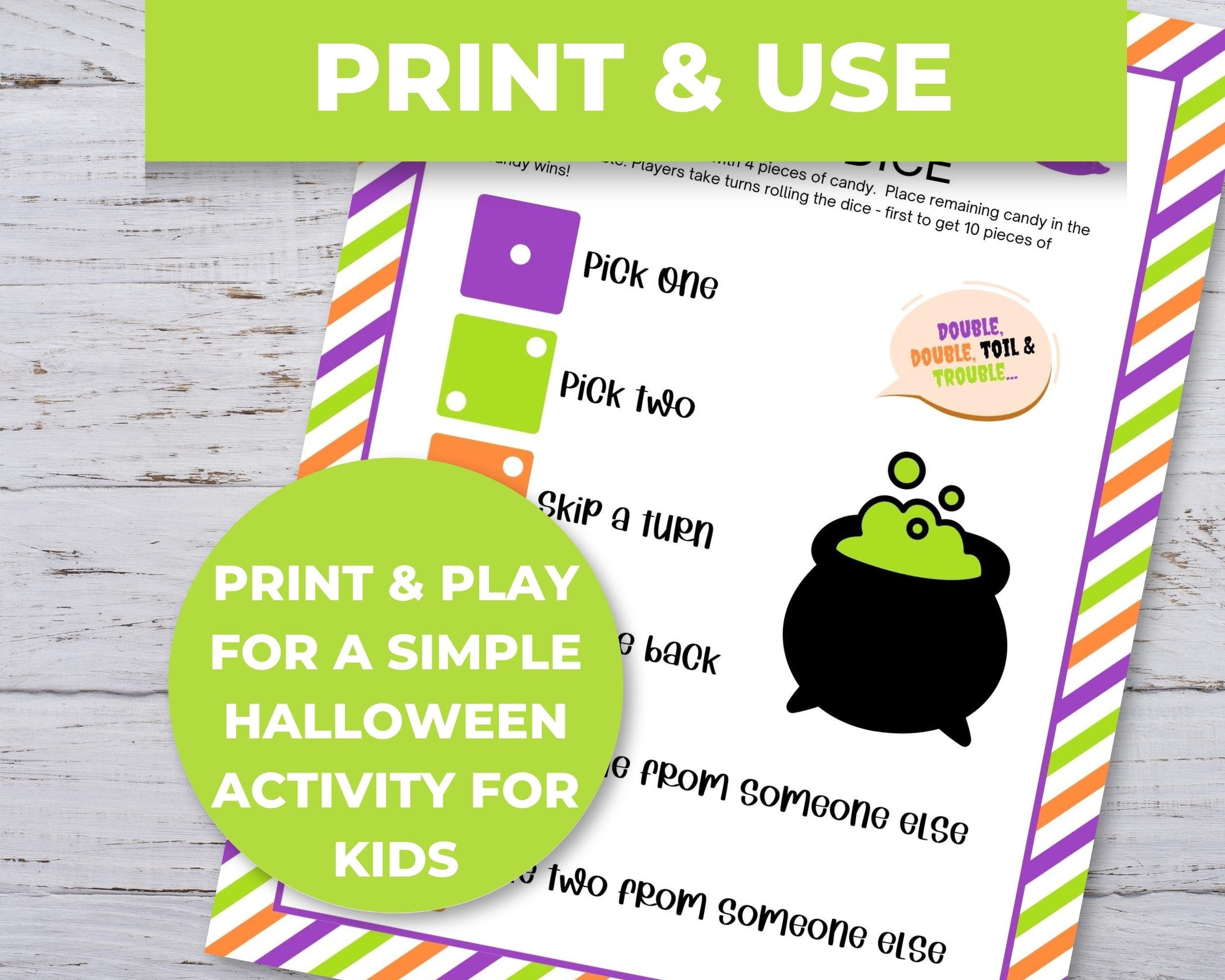 Halloween Candy Dice Game Printable Halloween Game for Kids - Etsy