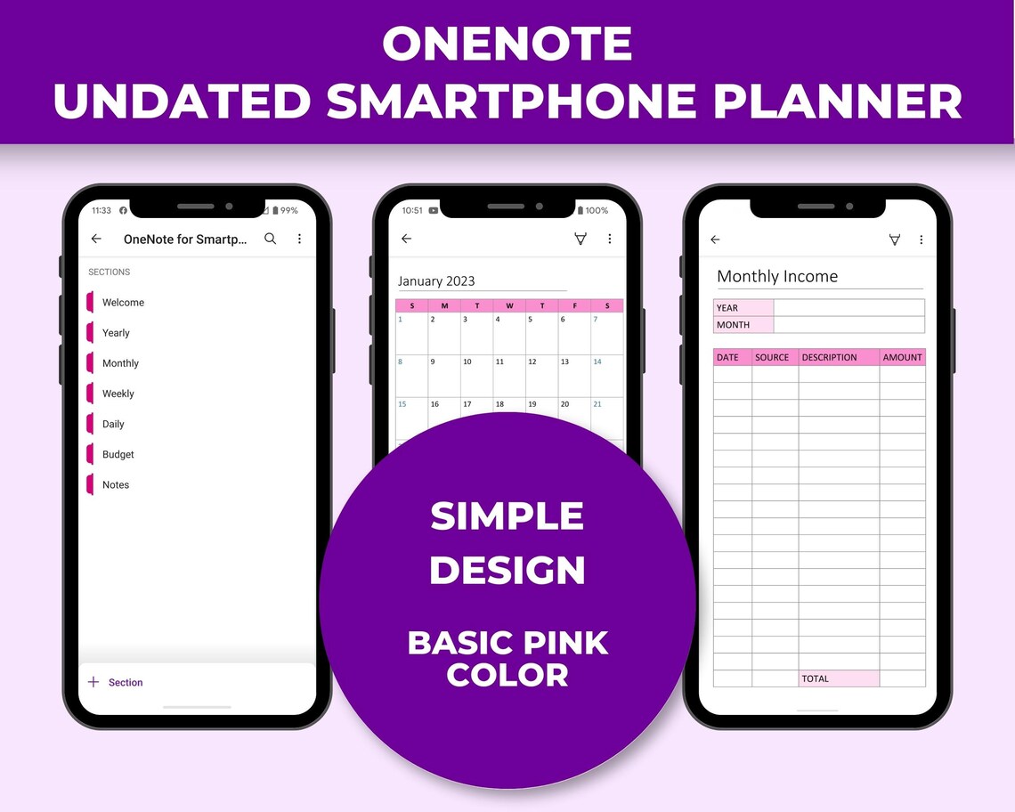 Onenote Planner Undated, Onenote Digital Planner, Digital Planner Phone ...