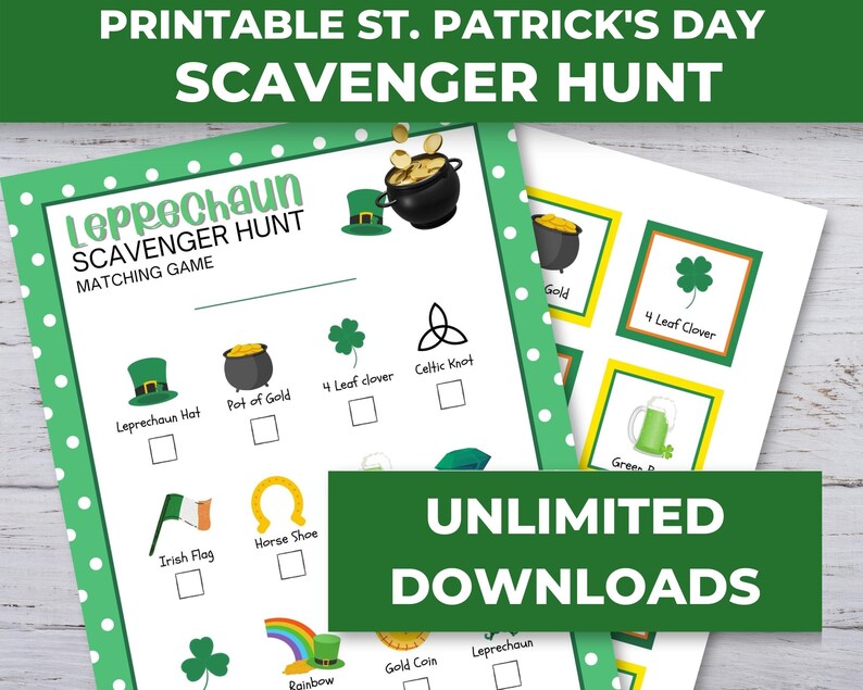 St Patrick's Day Scavenger Hunt, Printable St. Patrick's Day Kids ...