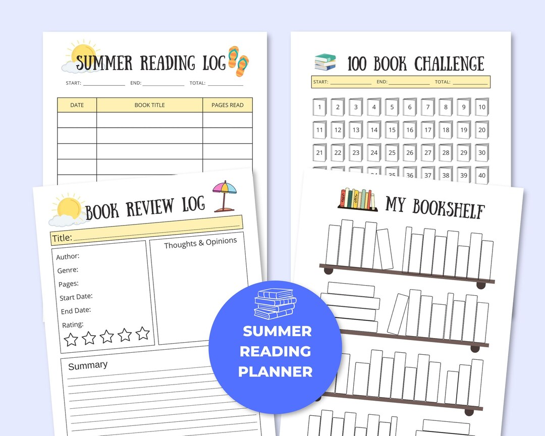 Summer Reading Challenge Printable, Summer Reading Log for Kids ...