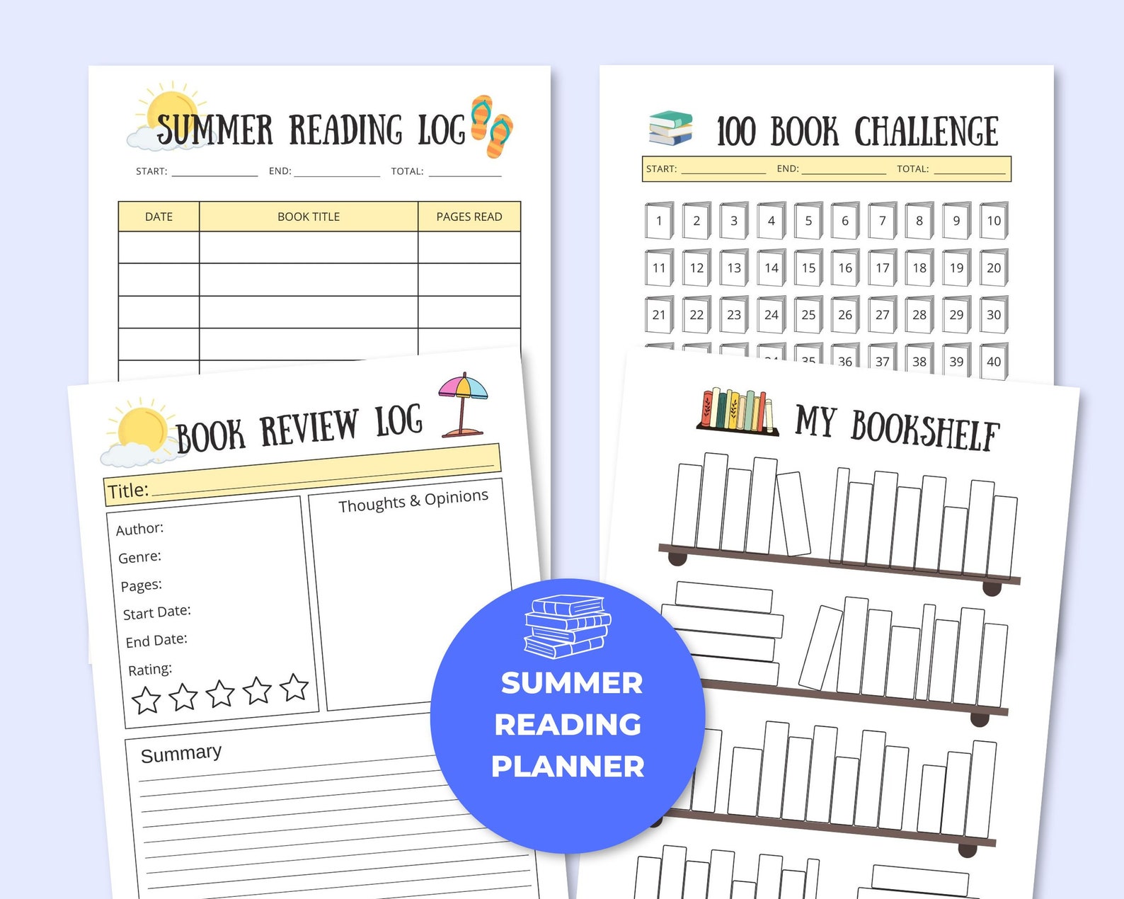 Summer Reading Challenge Printable, Summer Reading Log for Kids ...